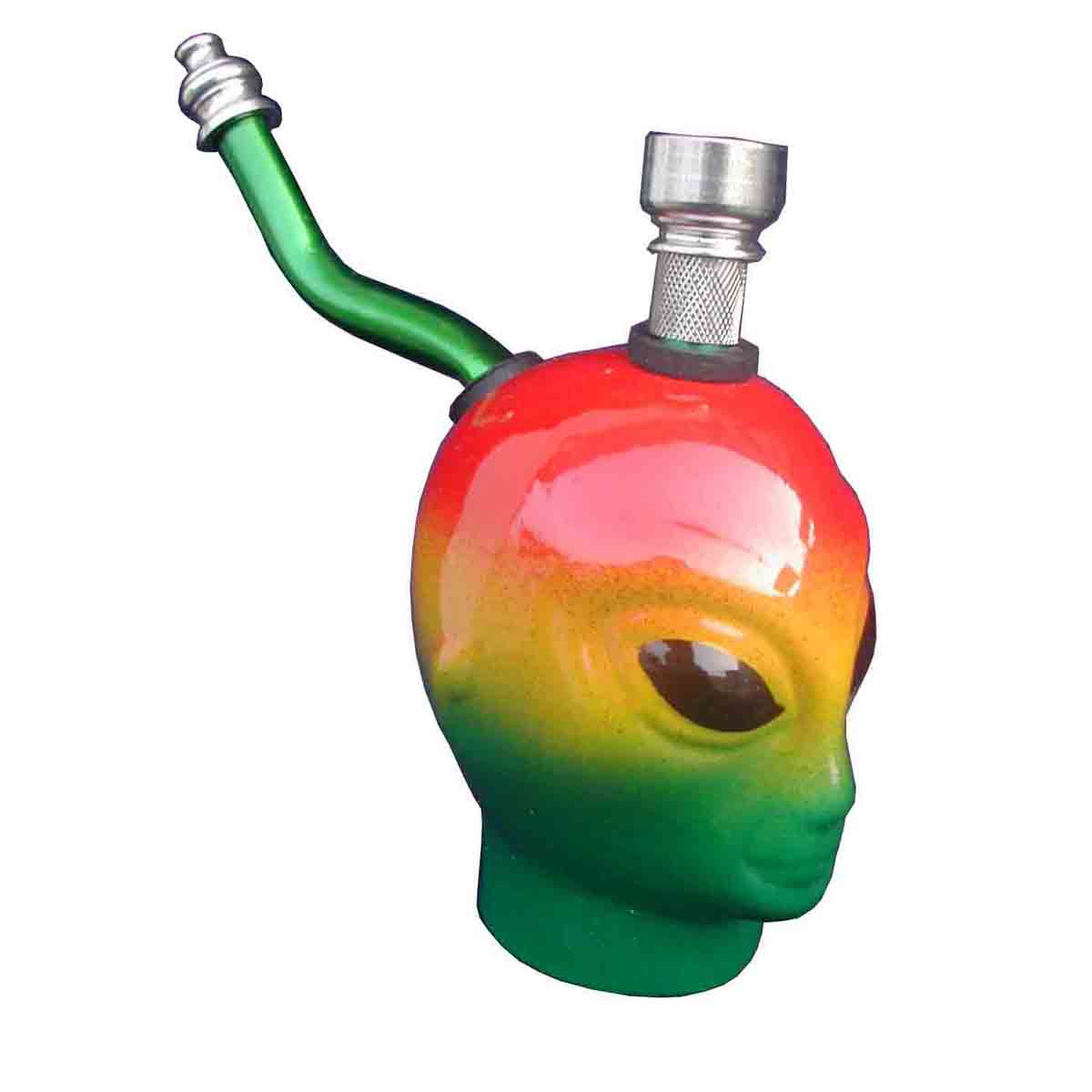 Ceramic bong alien face design rasta